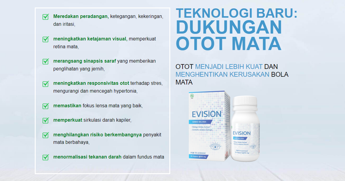 Evision : Kapsul,Ulasan, Bahan, Harga, Efek Samping, Farmasi, Manfaat