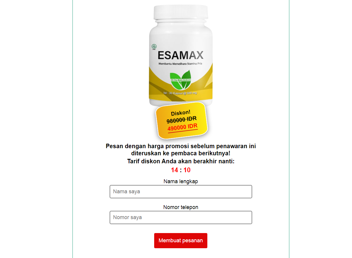 Esamax : Efek Samping, kapsul, Ulasan, Harga, Asli Farmasi, Manfaat