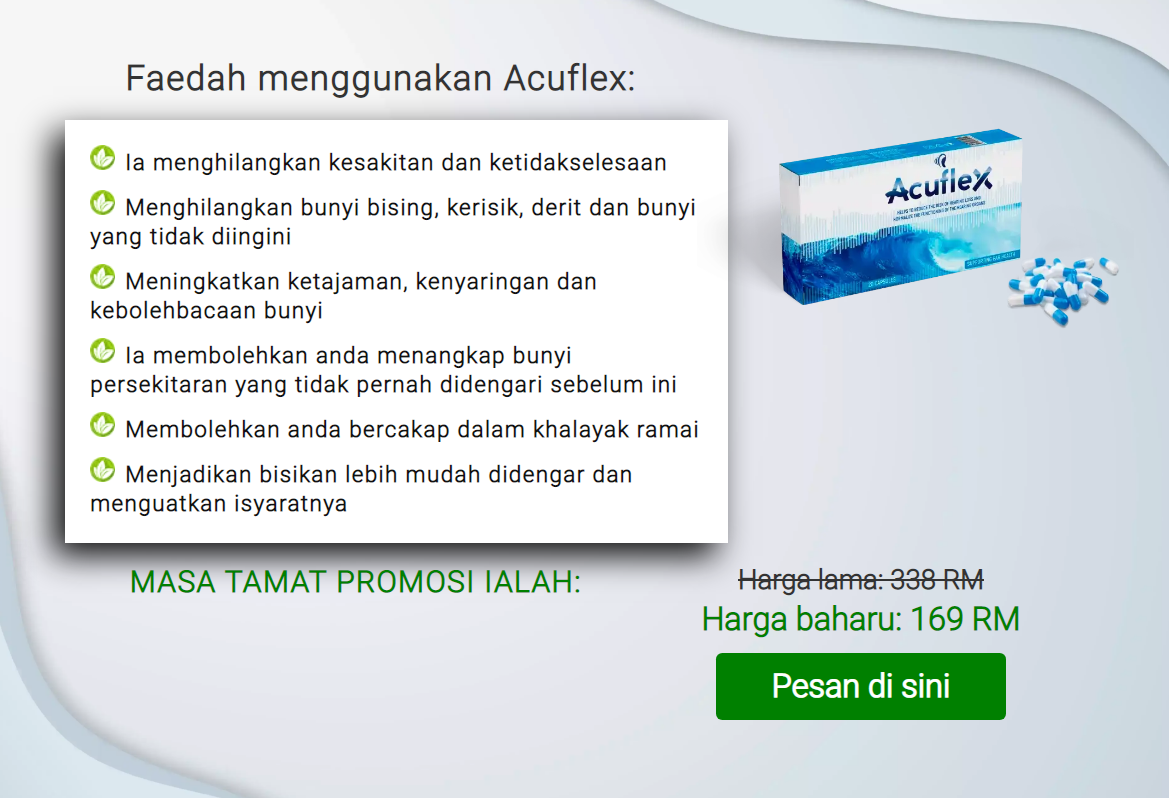 Acuflex : kapsul, Ulasan, Bahan, Harga, Efek Samping, Asli, Manfaat