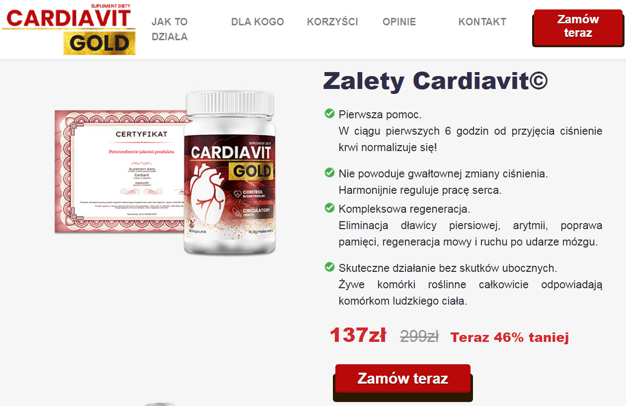 Cardiavit Gold : Tabletki, Opinie, Cena, Kapsułki, Skarga, Skład