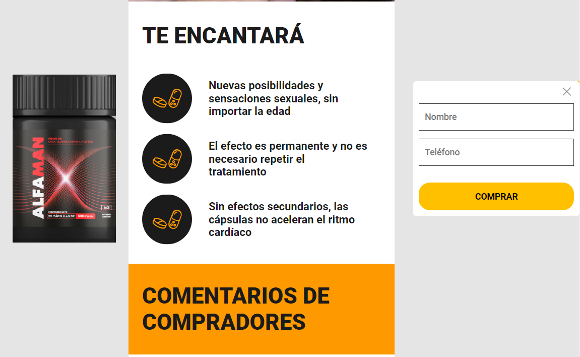 Alfaman: cápsula, Precio, original, reseñas, Ingredientes, costo ...