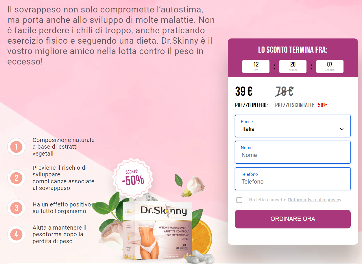 Dr.Skinny : 100% sicura per l’uso-Brucia grassi o no?- Recensioni-Italy
