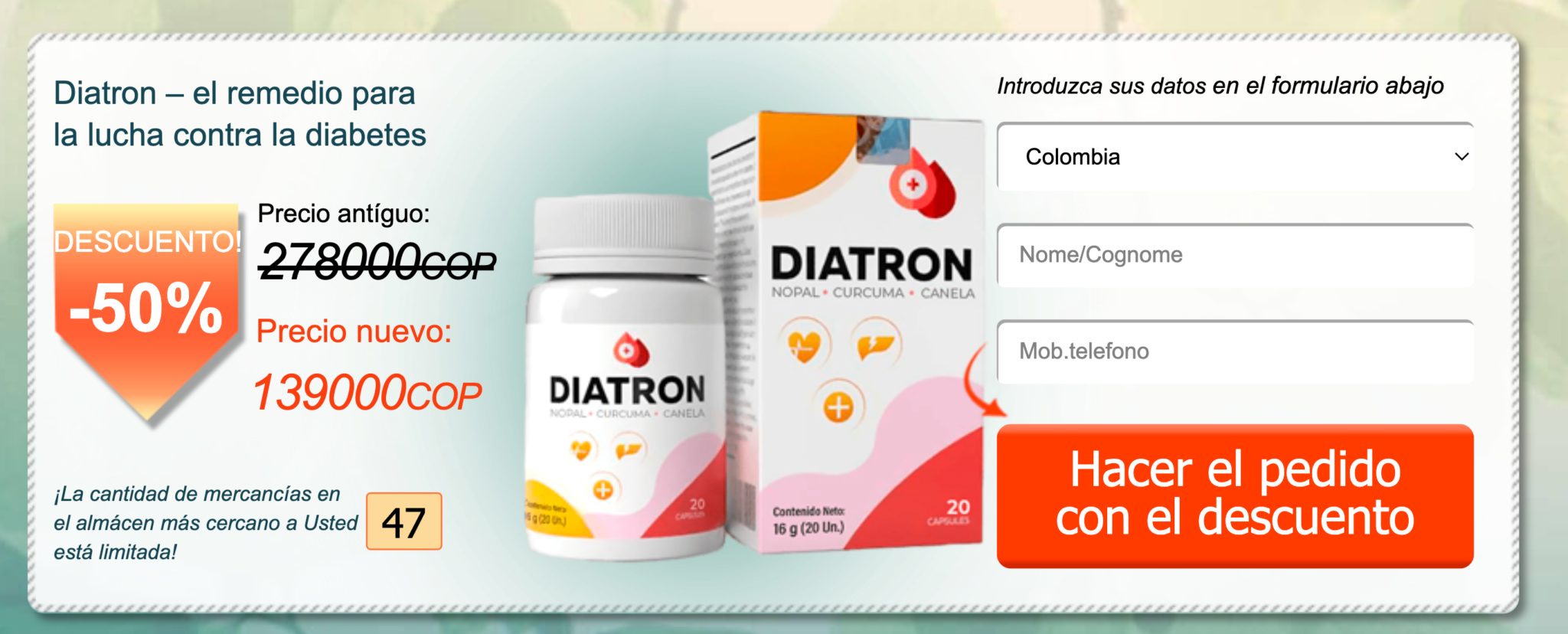 Diatron : Es seguro ? Reseñas de cápsulas para la diabetes-Colombia