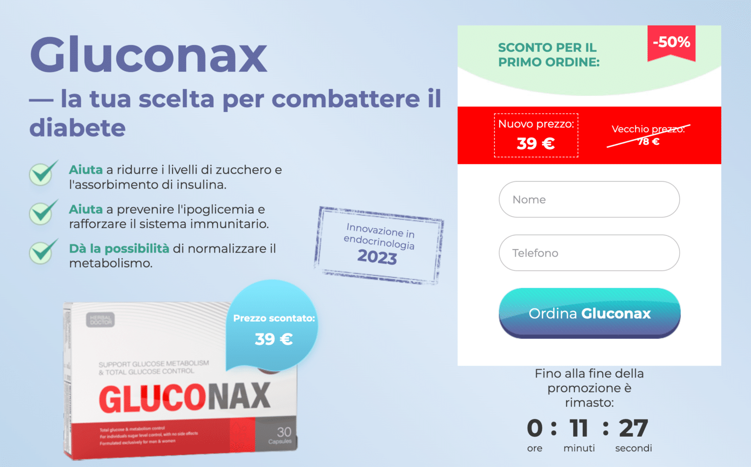 Gluconax : Formula per il diabete con ingredienti naturali -Capsula-Italy